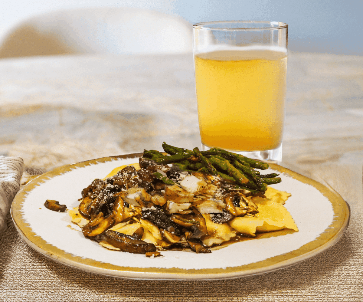 Herb Buttered Balsamic Mushroom Ravioli - Divine Dish